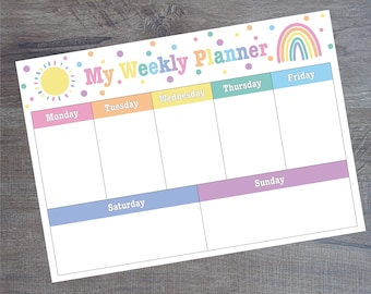 Printable Weekly Schedule for Kids Digital Download / Dinosaur - Etsy