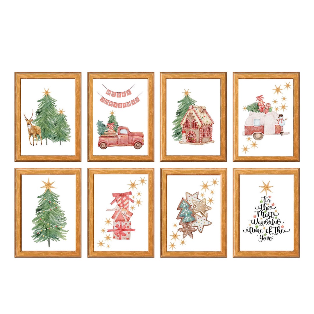 8 Printable Christmas Wall Art / Watercolor Christmas Posters ...