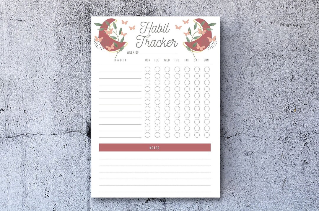 Printable Boho Habit Tracker - Digital Download / Weekly Habit Tracker ...