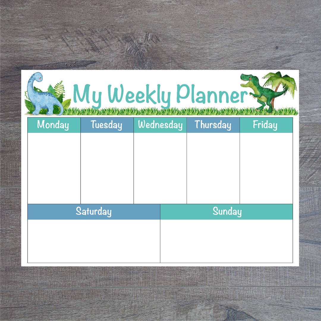 Printable Weekly Schedule for Kids - Digital Download / Dinosaur - Etsy