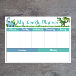 Printable Weekly Schedule for Kids - Digital Download / Dinosaur - Etsy