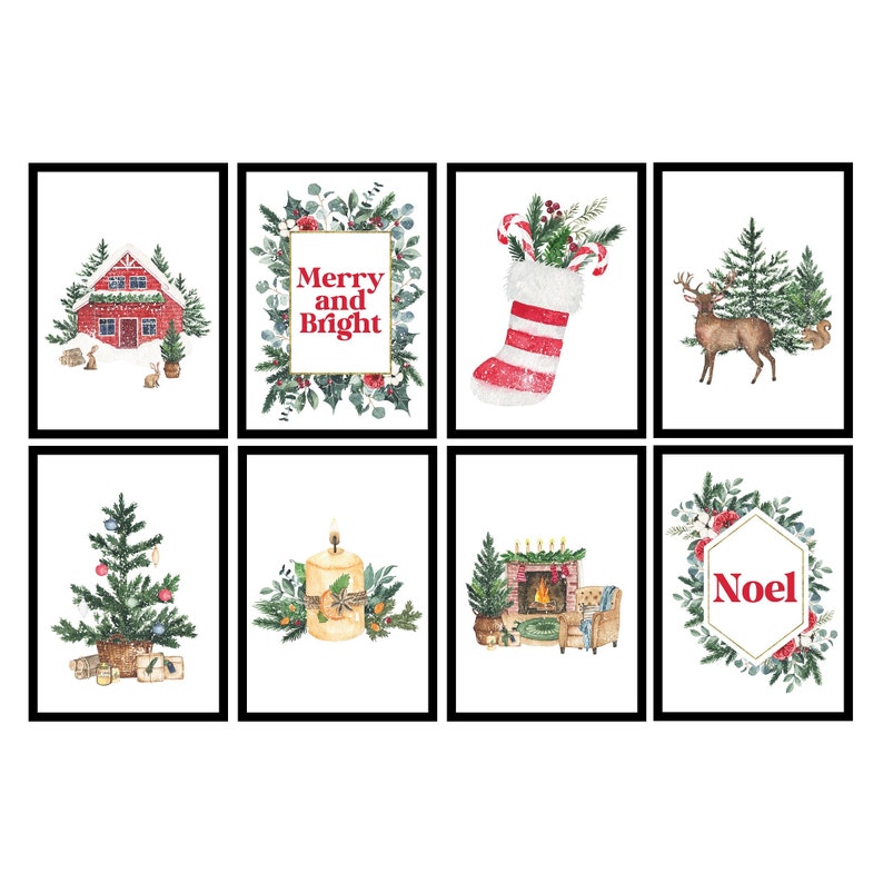 8 Printable Christmas Wall Art / Watercolor Christmas Posters ...