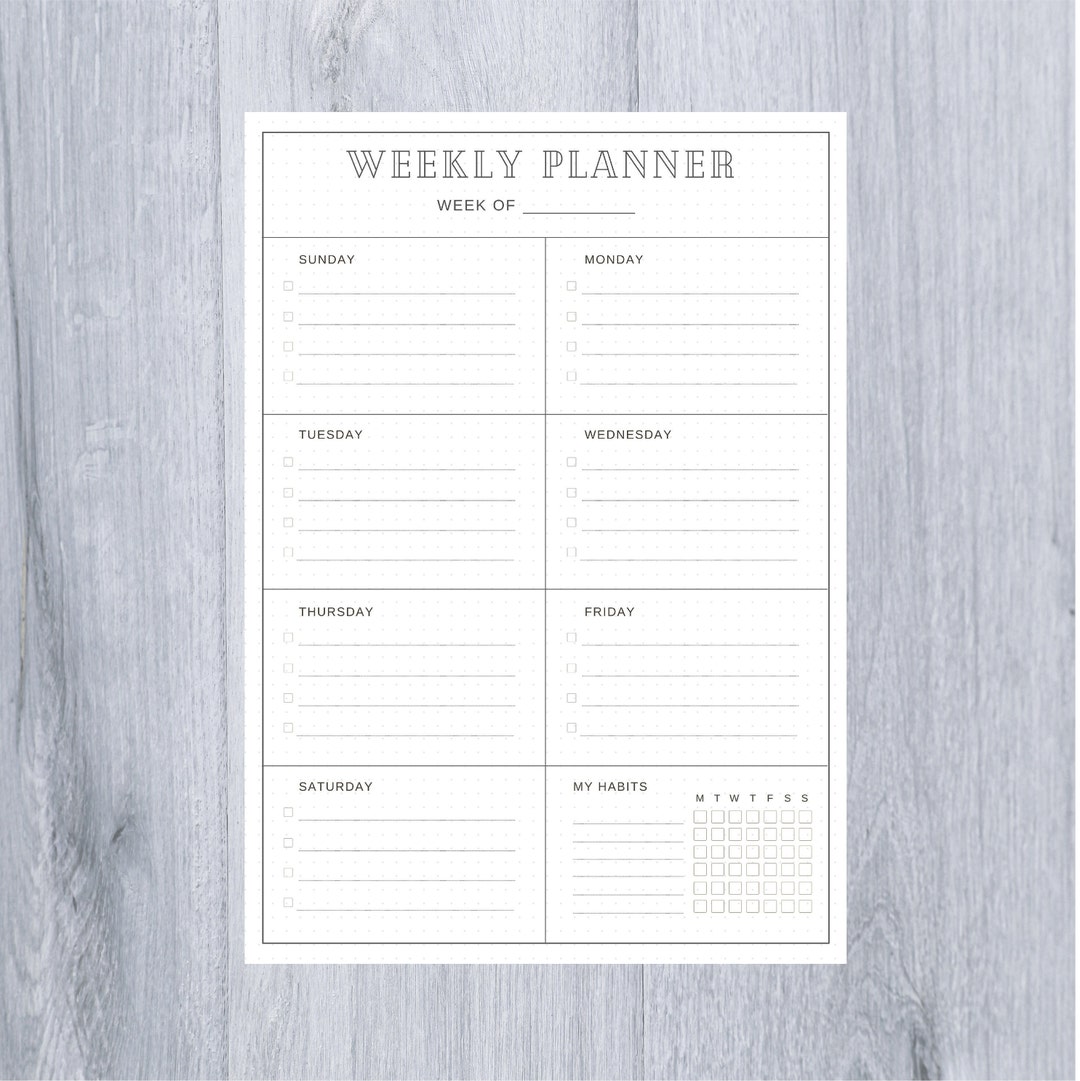 Printable Grey and White Weekly Schedule With Polka Dot Background ...