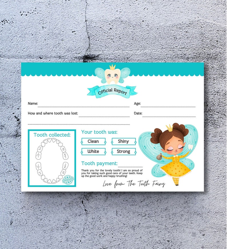 Printable Tooth Fairy Report /tooth Fairy Letter / Tooth Fairy Receipt ...