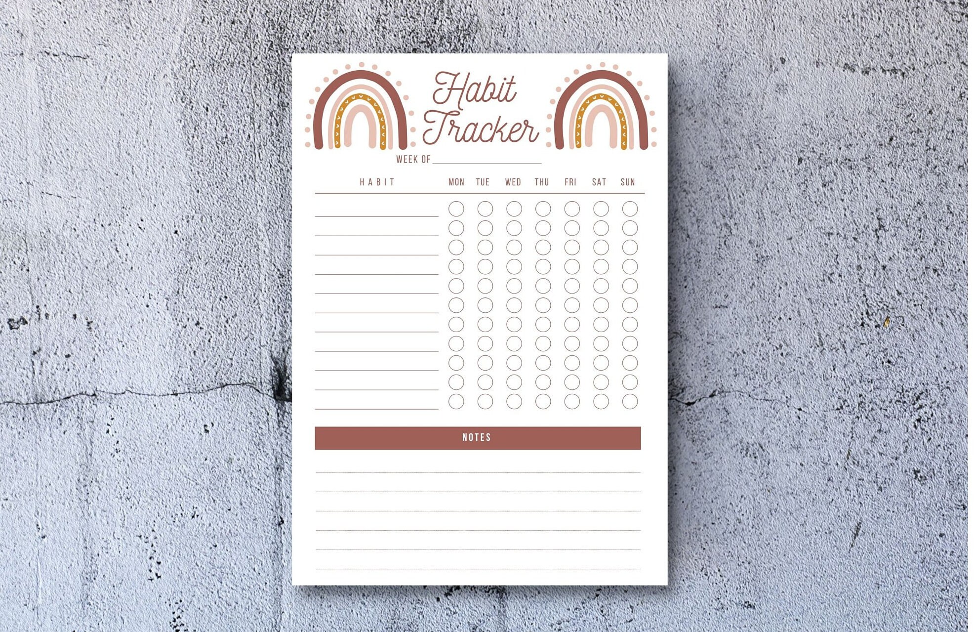 Printable Boho Rainbow Habit Tracker - Digital Download / Weekly Habit ...