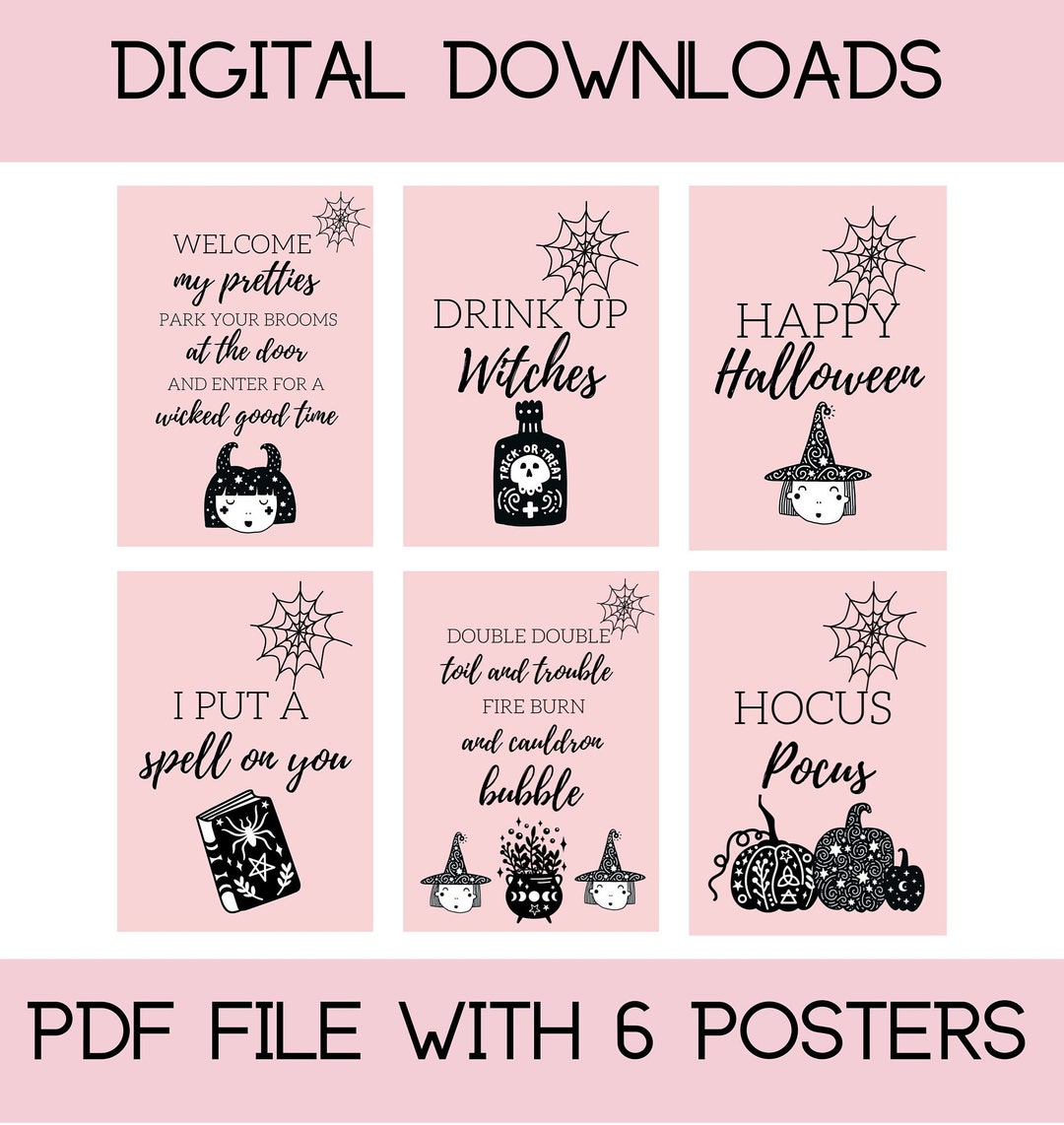 6 Printable Halloween Posters / Witch Party Posters / Witch Party Signs ...