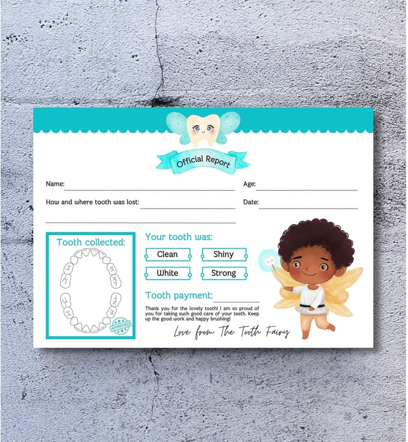 Printable Tooth Fairy Report for Boys /tooth Fairy Letter / Tooth Fairy ...