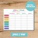 Printable Weekly Menu Planner - Digital Download / Rainbow Menu Planner ...