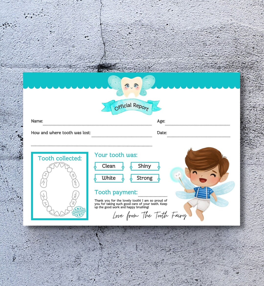 Printable Tooth Fairy Report for Boys /tooth Fairy Letter / Tooth Fairy ...