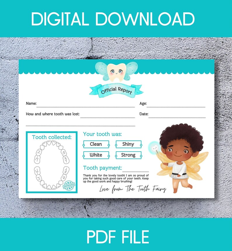 Printable Tooth Fairy Report for Boys /tooth Fairy Letter / - Etsy