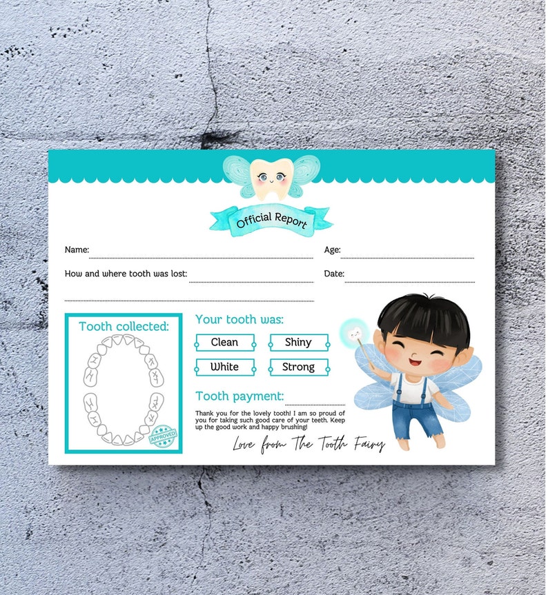 Printable Tooth Fairy Report for Boys /tooth Fairy Letter / Tooth Fairy ...