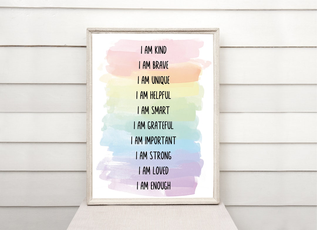 Kids Rainbow Positive Affirmations Wall Print / Digital Download ...