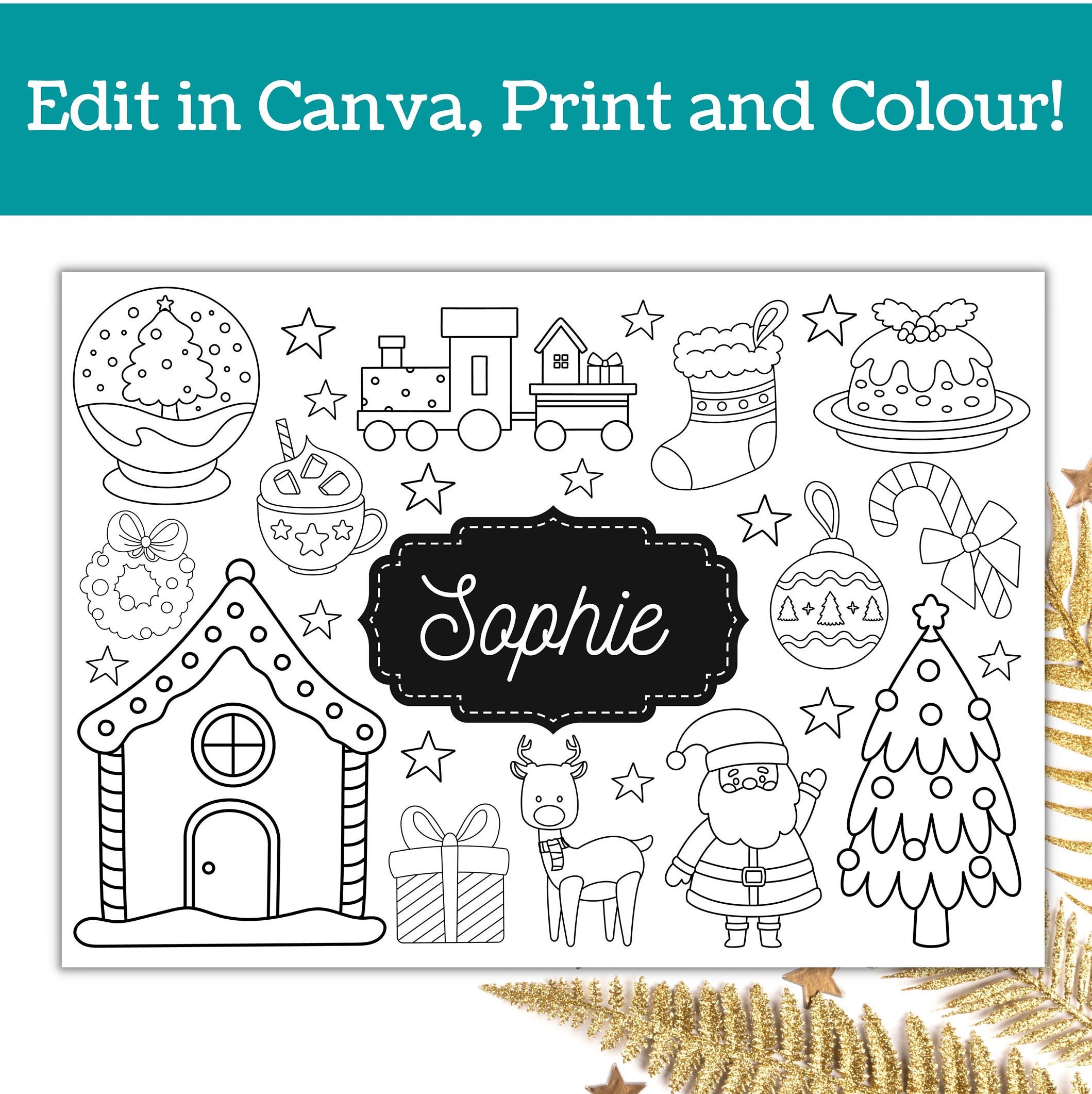 Editable Printable Christmas Colouring Placemats Christmas Colouring ...