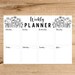 Printable Black and White Wildflower Weekly Schedule Digital Download ...