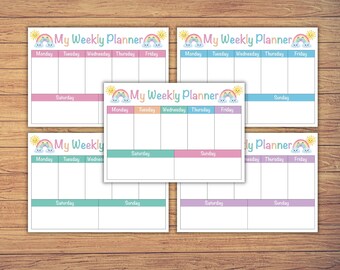 Pastel Rainbow Weekly Planner - Etsy