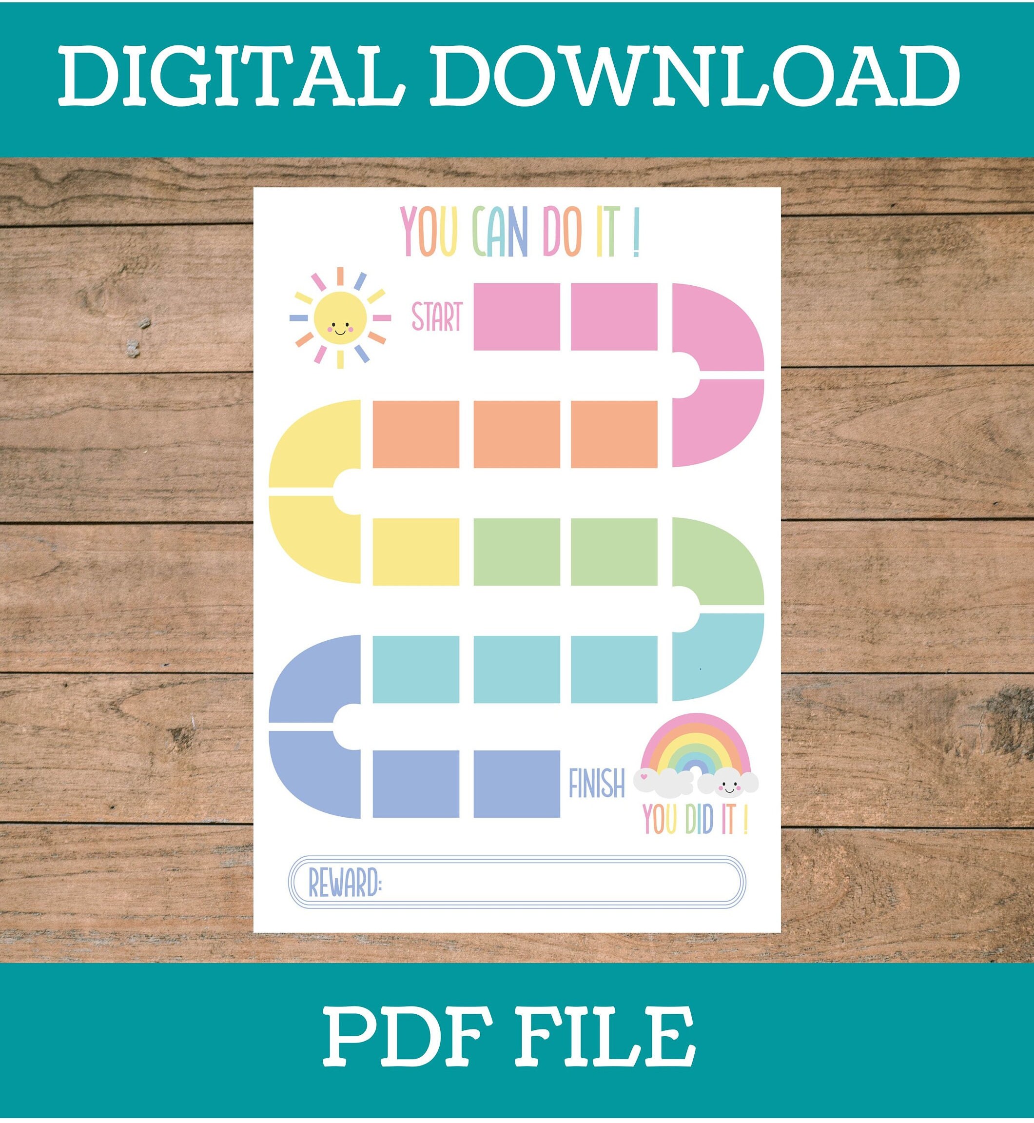 Rainbow Printable Reward Chart for Kids - Digital Download / Pastel ...