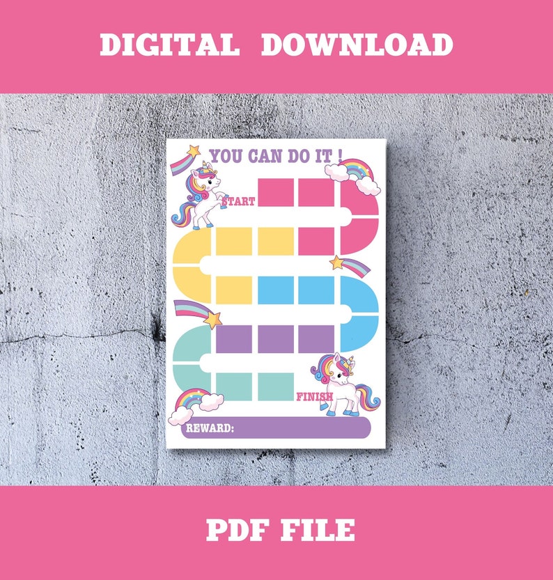 Unicorn Rainbow Printable Reward Chart for Kids - Digital Download ...