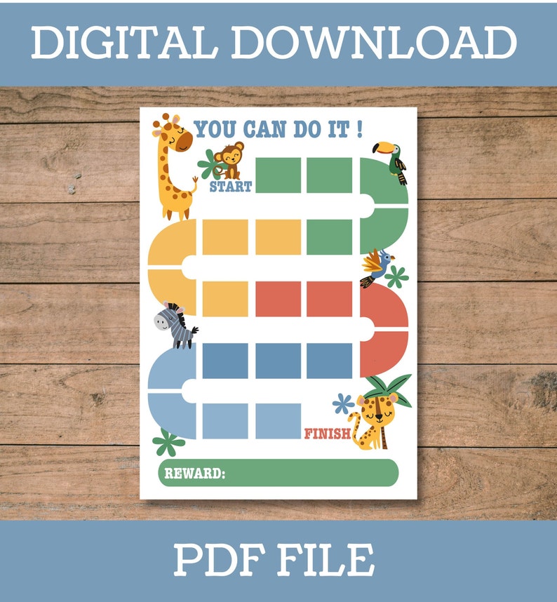 Safari Animals Printable Reward Chart for Kids - Digital Download ...