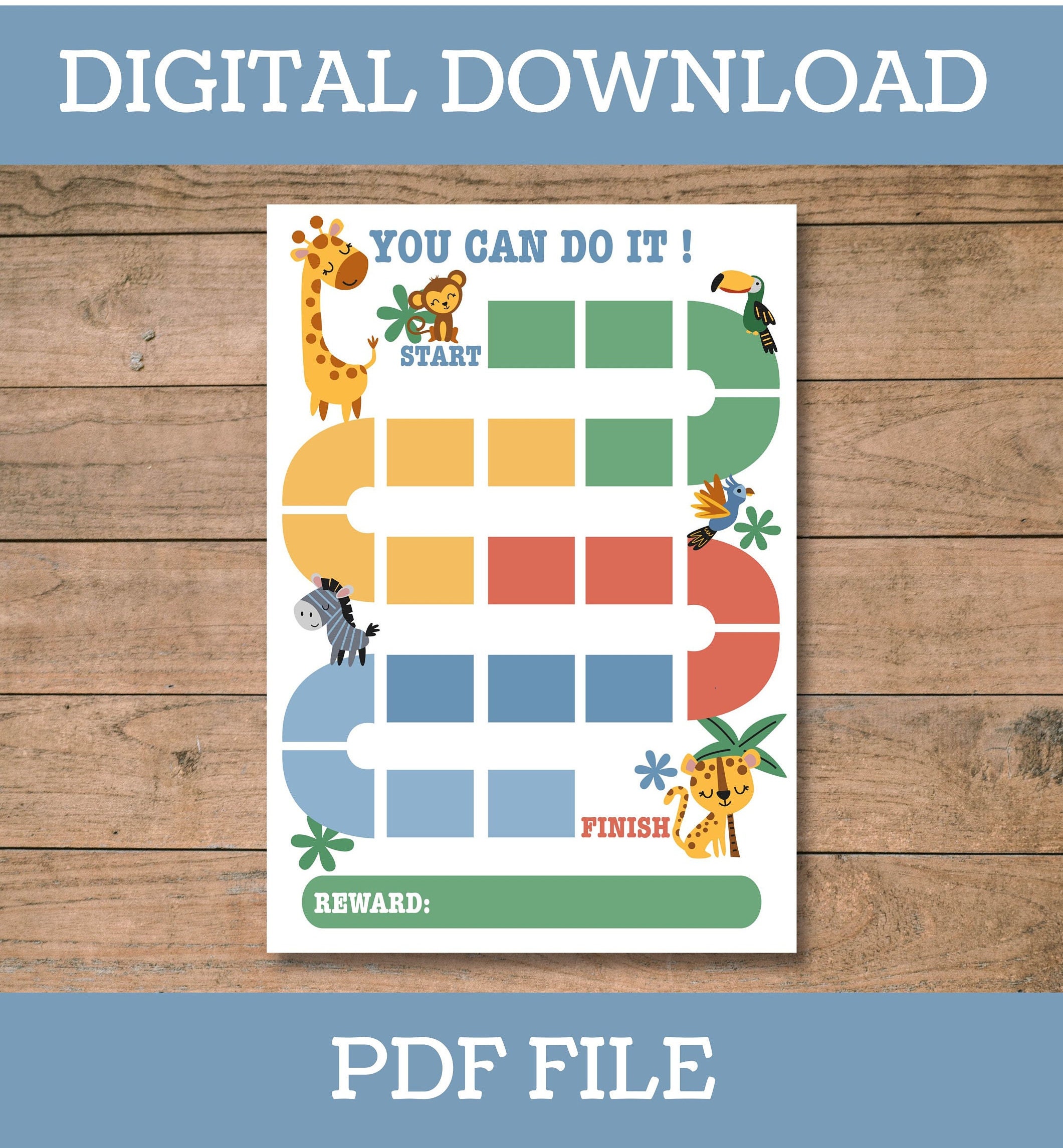 Safari Animals Printable Reward Chart for Kids - Digital Download ...