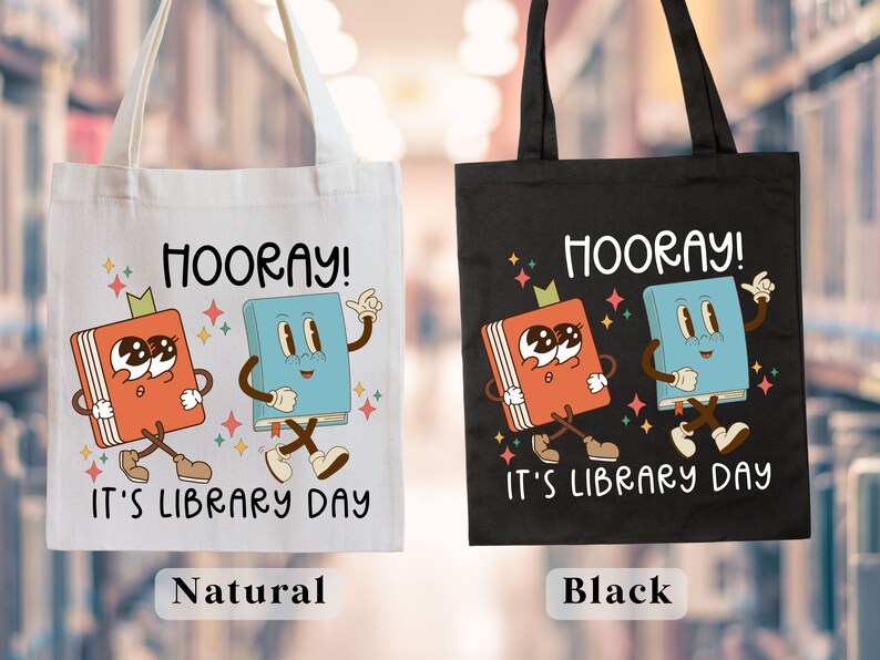 Hooray It's Library Day, Library Bag, Bookish Tote Bag, Book Lover Gift ...