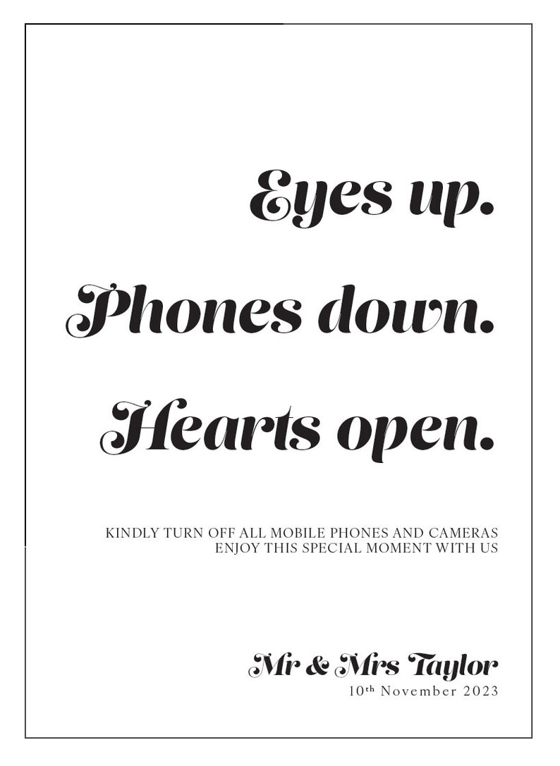 Wedding Ceremony Sign No Phones - Etsy