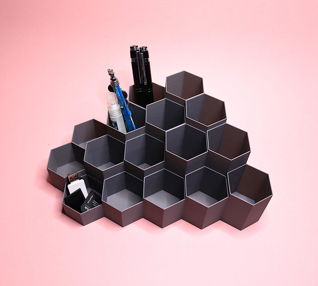 Large Honeycomb Desk Organiser | 3D Printed Pen Pot Desk Tidy ...