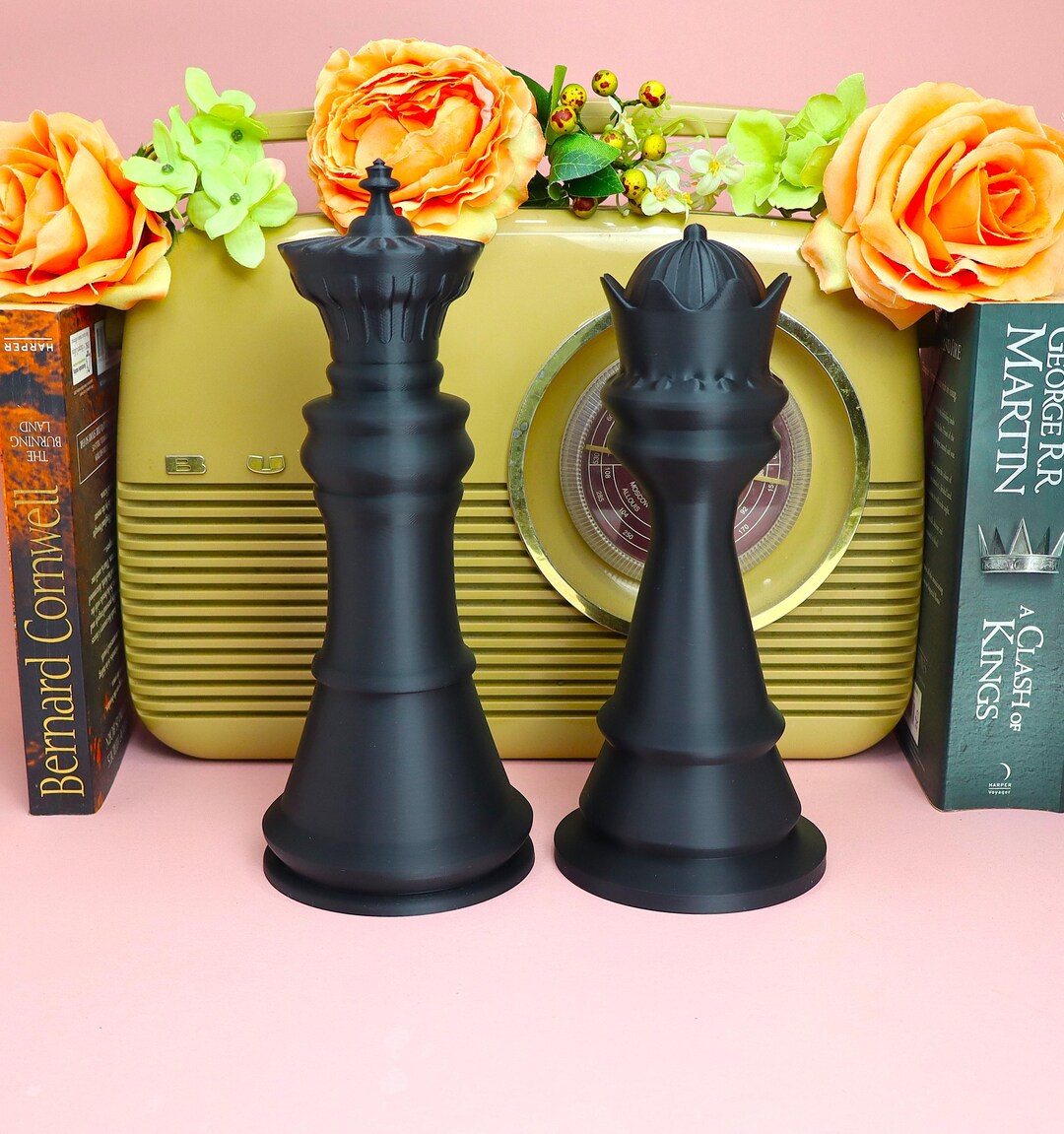 Large Chess Pieces King and Queen | Chess Decor | Chess Pieces Decor ...