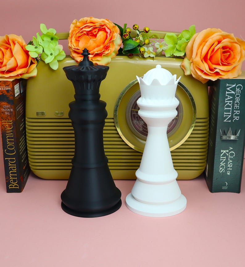 Large Chess Pieces King and Queen | Chess Decor | Chess Pieces Decor ...