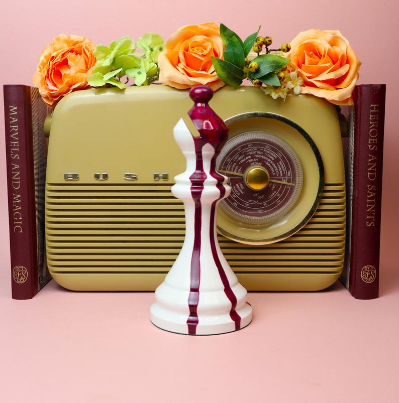 Large Bishop Chess Piece With Acrylic Paint Drip: Bookshelf Decor ...