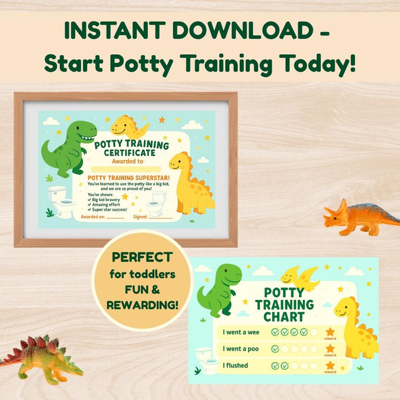 Dinosaur Potty Training Chart & Certificate – Printable for Toddlers ...
