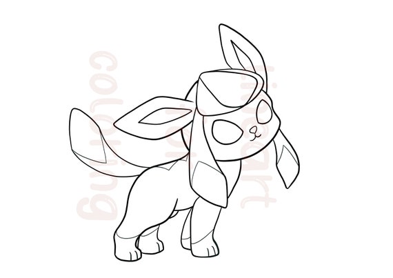 Cute Glaceon Drawing Lineart Clipart for Coloring - Etsy