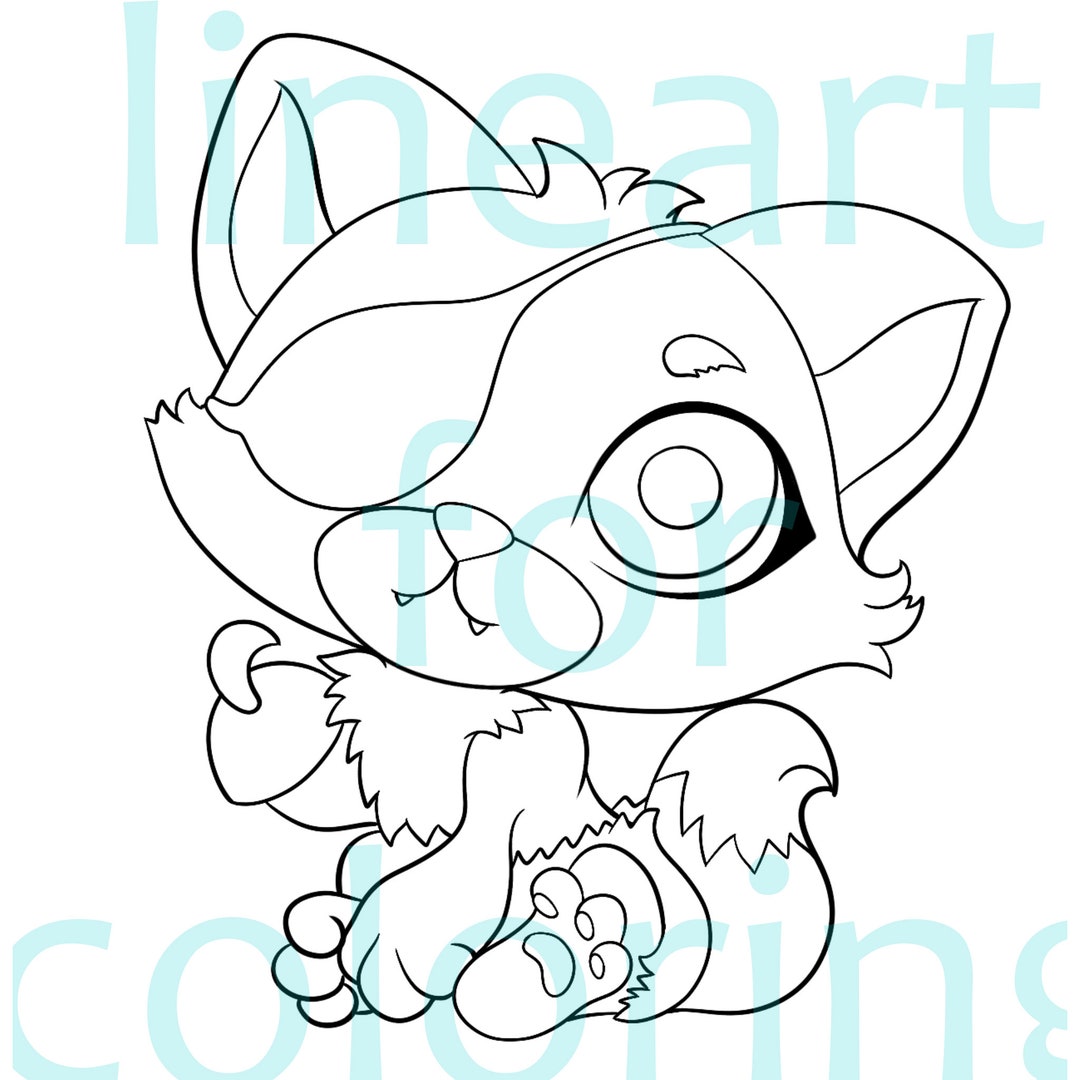 Cute Foxy Drawing Lineart Clipart for Coloring - Etsy