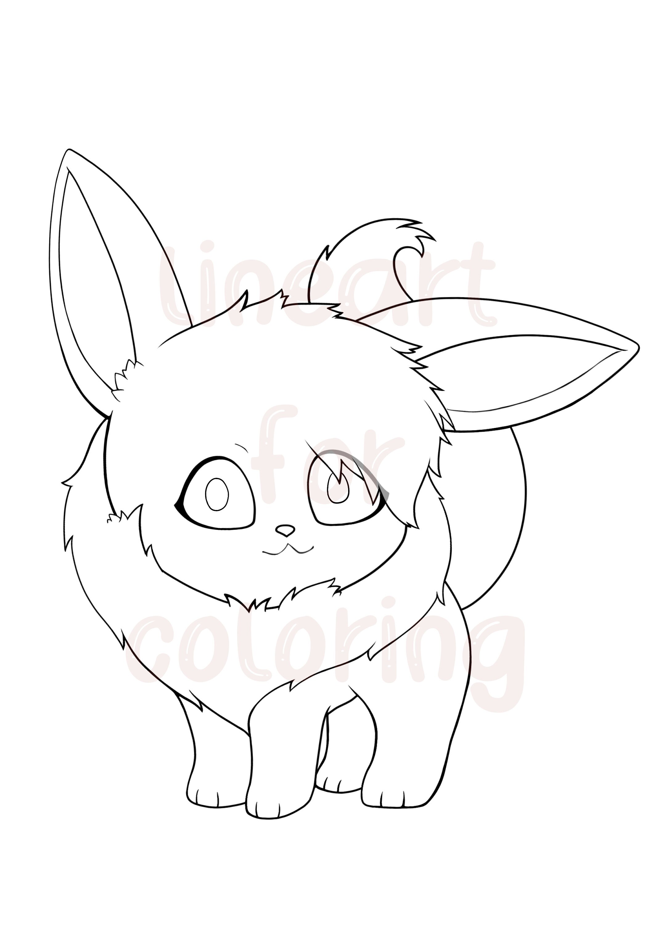 Cute Eevee Drawing Lineart Clipart for Coloring - Etsy