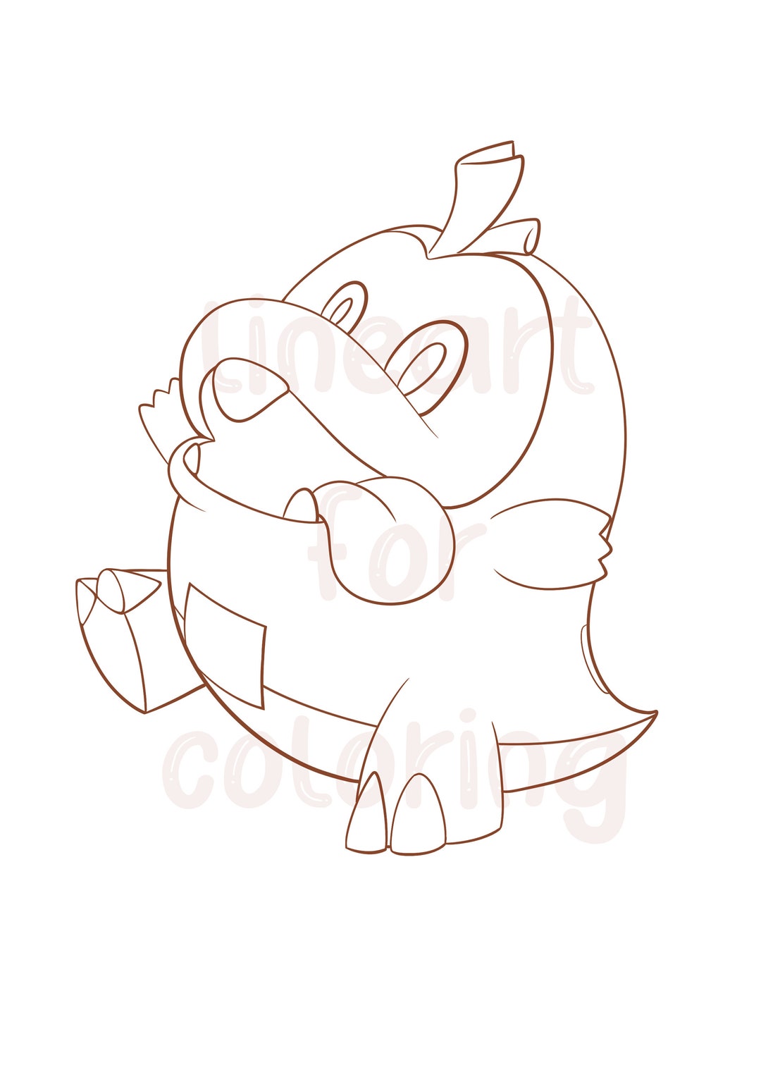 Cute Fuecoco Drawing Lineart Clipart for Coloring - Etsy Canada