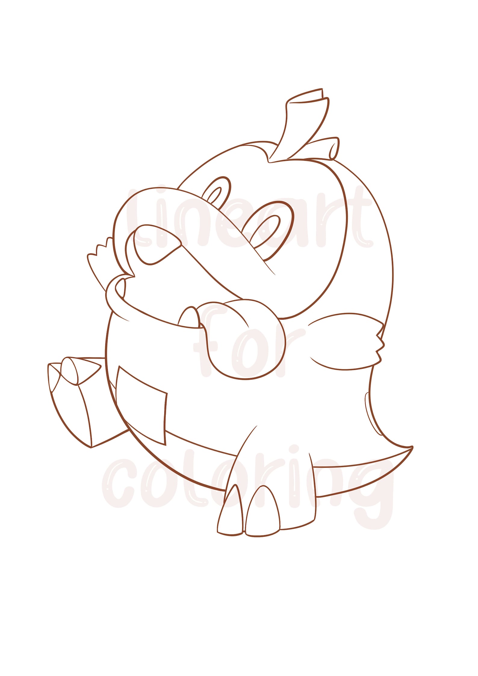 Cute Fuecoco Drawing Lineart Clipart for Coloring - Etsy