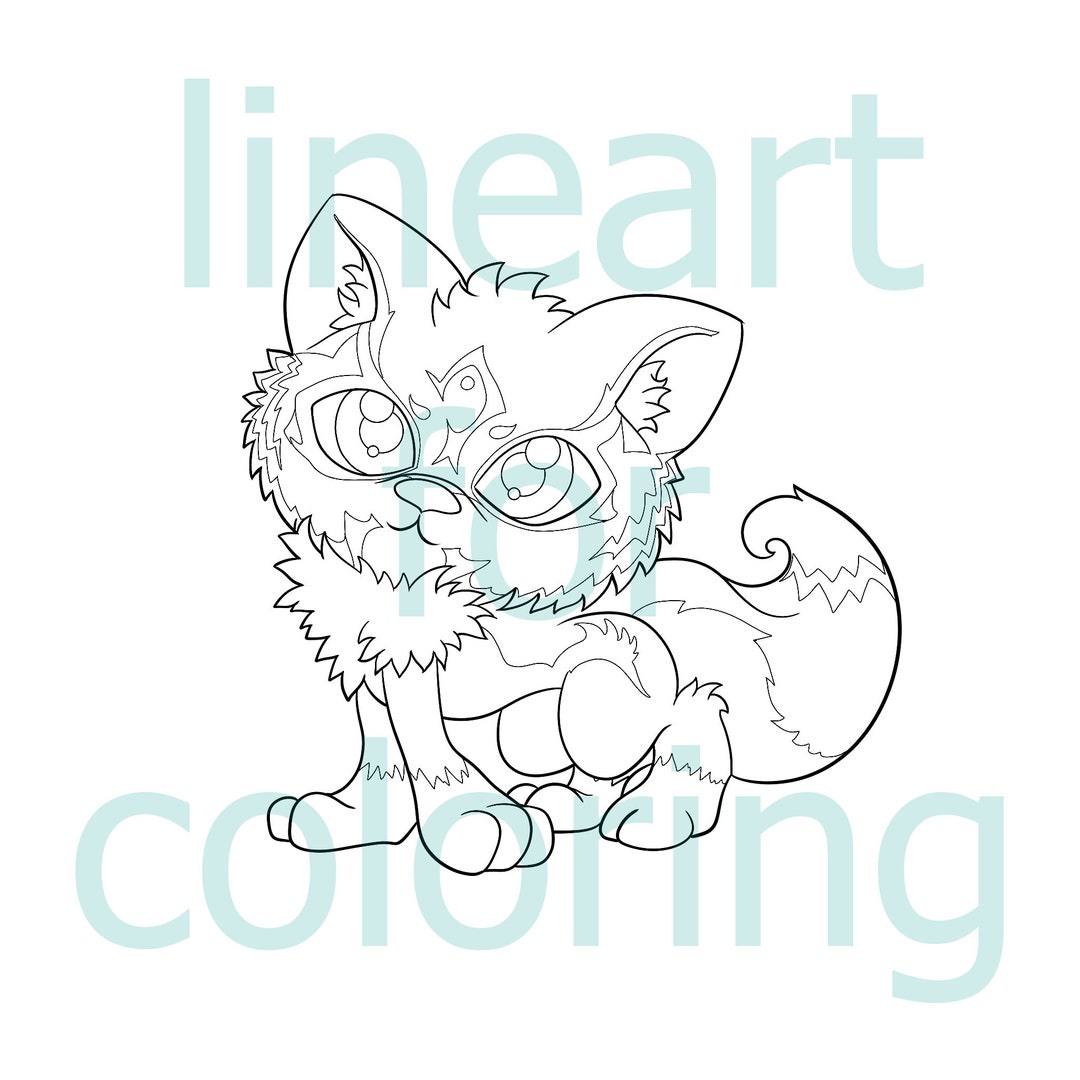 Cute Wolf Link Drawing Lineart Clipart for Coloring - Etsy