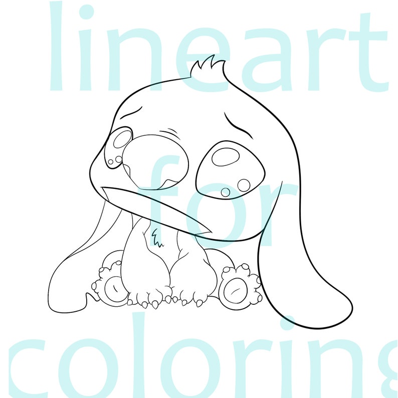 Cute Stitch Drawing Lineart Clipart for Coloring - Etsy