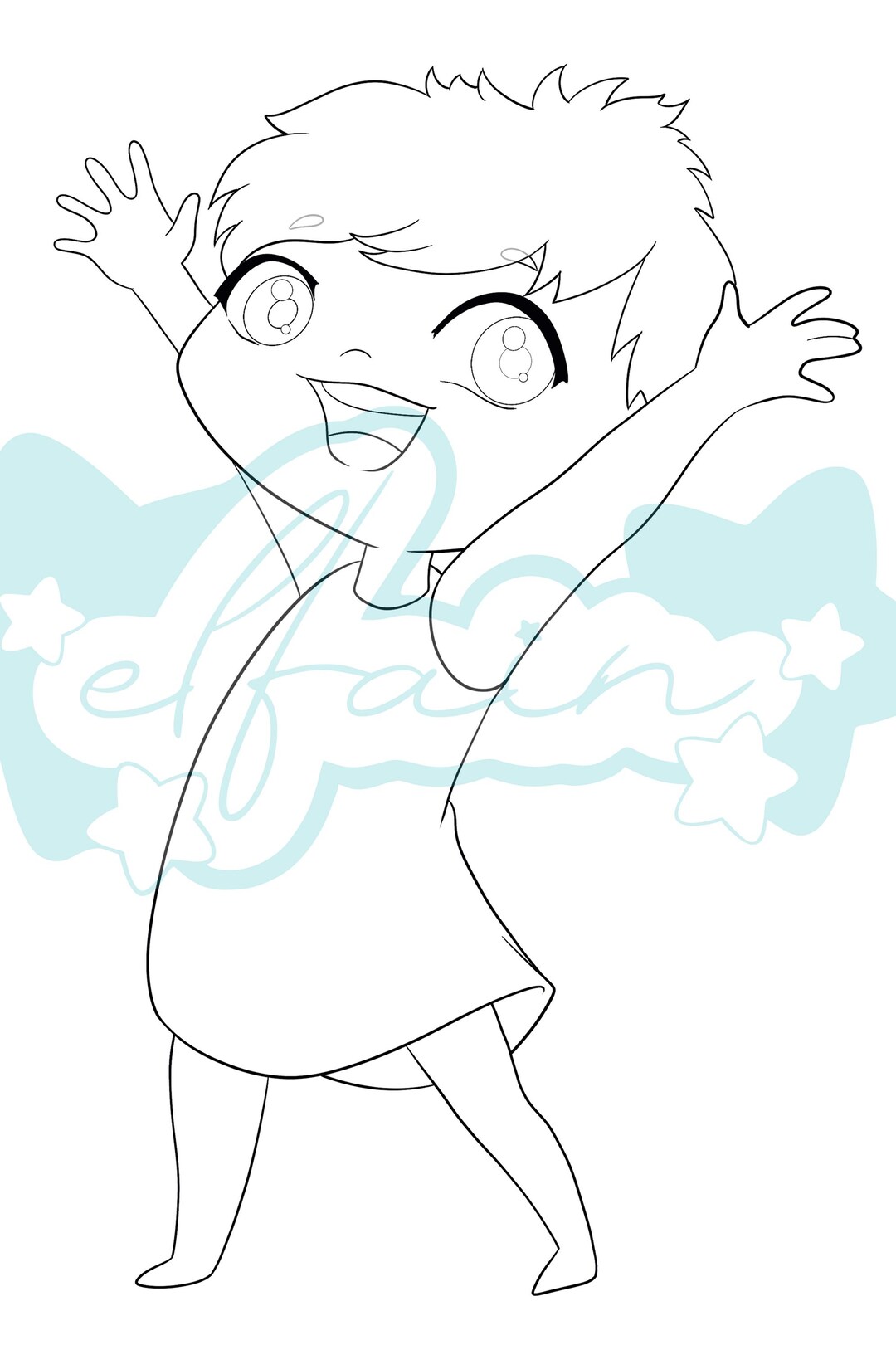 Happiness Drawing Lineart Clipart for Coloring - Etsy