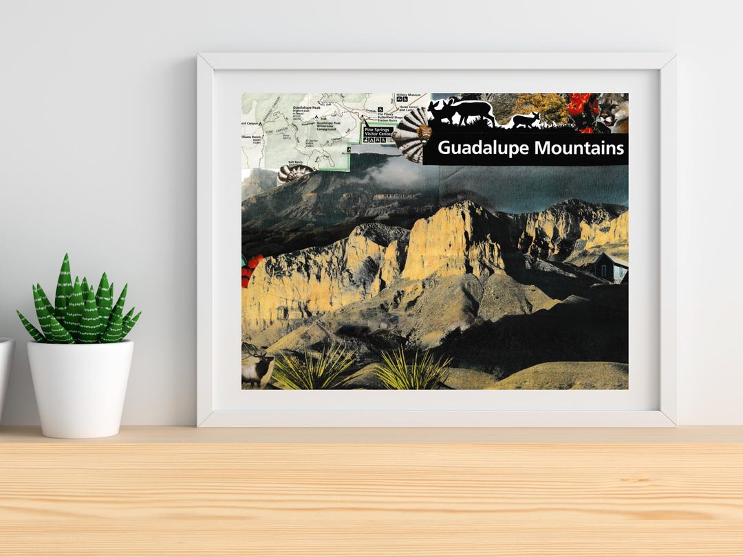 Guadalupe Mountains National Park Map Collage Print by Nomad.ishhh ...