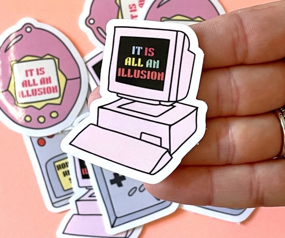 Quirky Retro Sticker: Outdated Tech Illusion Waterproof Sticker - Etsy