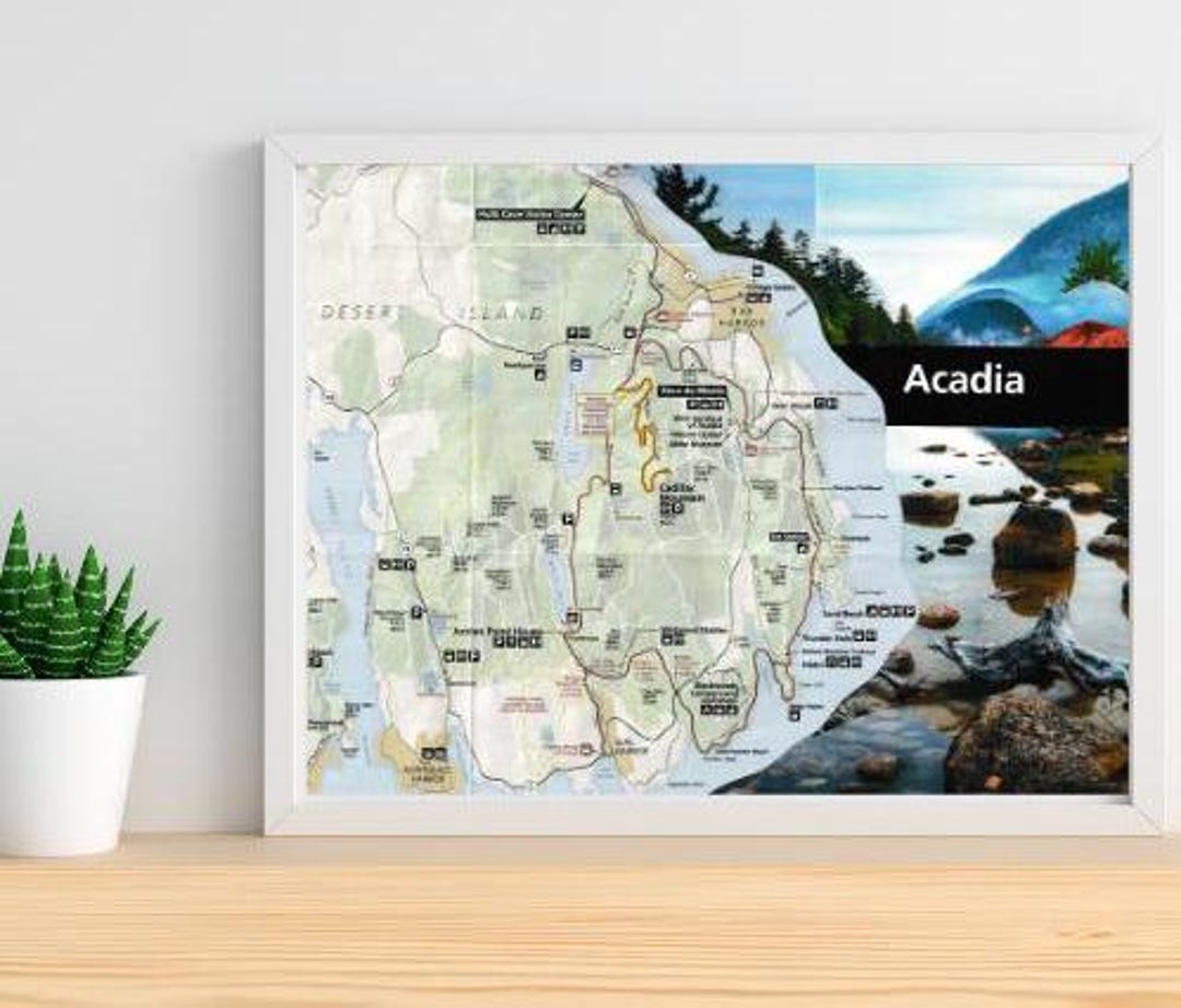 Acadia National Park Map Collage Print by Nomad.ishhh | 10x8 Digital ...