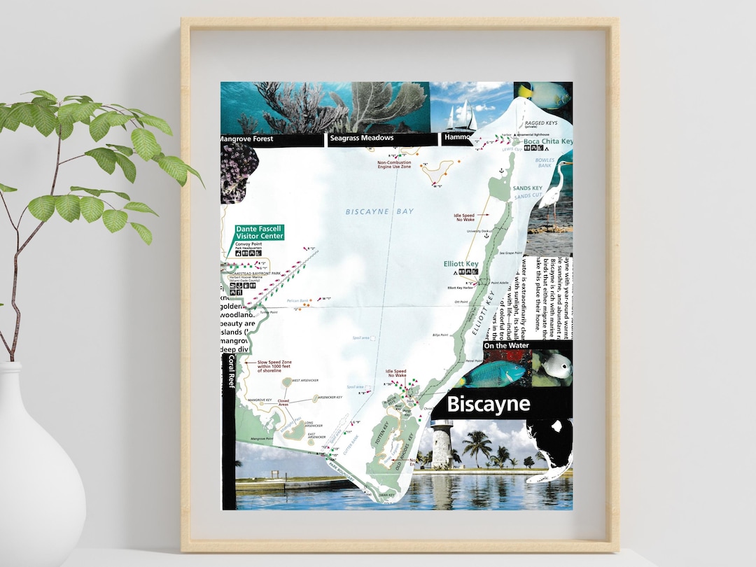 Biscayne National Park Map Collage Print by Nomad.ishhh | 8x10 Digital ...