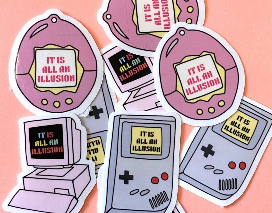 Quirky Retro Sticker: Outdated Tech Illusion Waterproof Sticker - Etsy