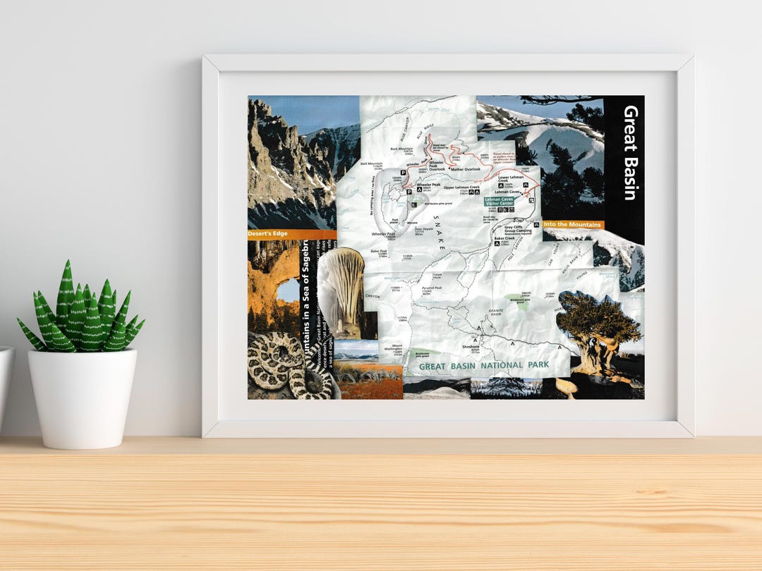 Great Basin National Park Map Collage Print by Nomad.ishhh | 10x8 ...