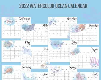 Printable Ocean Calendar - Etsy