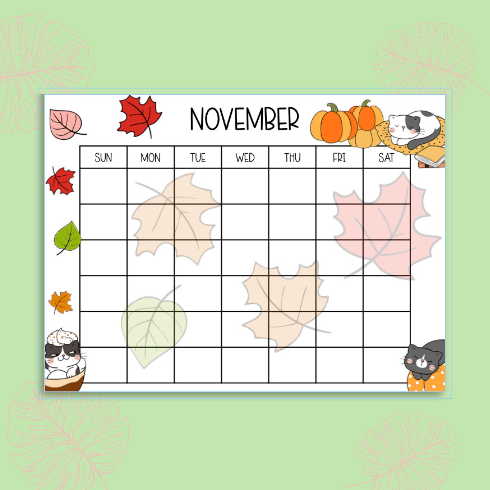 Undated Cute Cats Calendar - Etsy