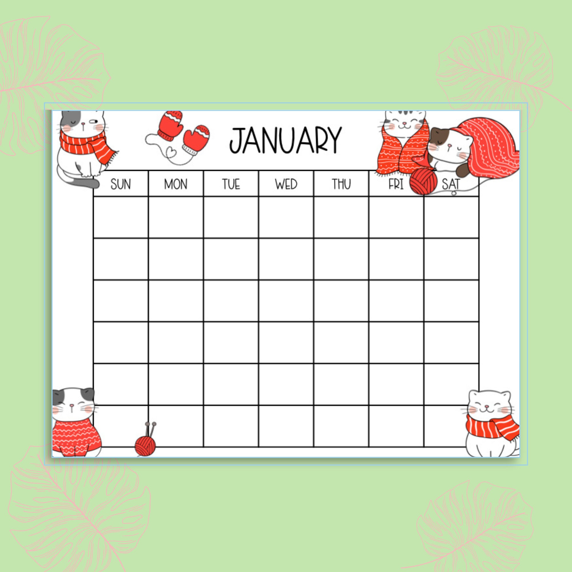 Undated Cute Cats Calendar - Etsy