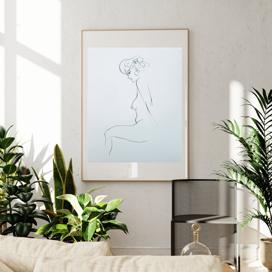 Model Line Drawing in Charcoal - Etsy