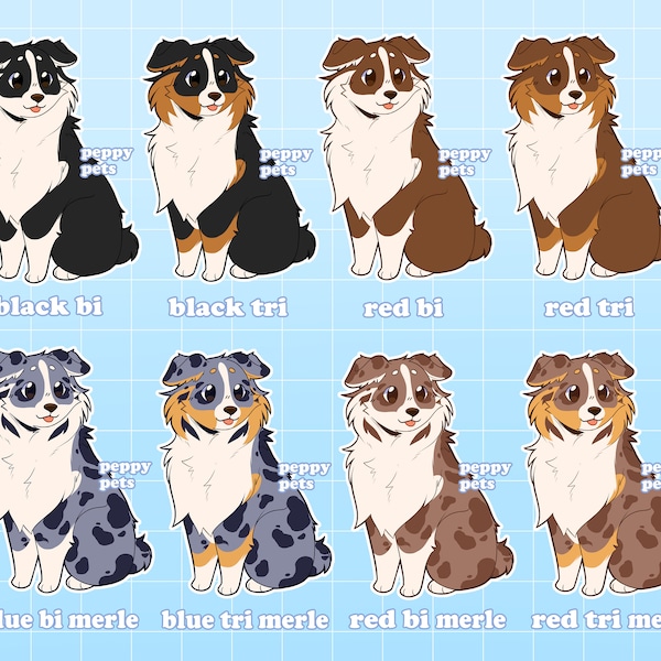 Australian Shepherd Cartoon - Etsy