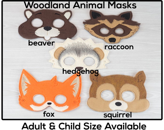 Woodland Animal Masks-adult or Child Size Felt Mask-costume-creative ...